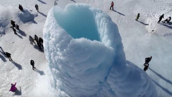 Breathtaking 45-Feet Tall Ice Volcano Forms In Kazakhstan From ...
