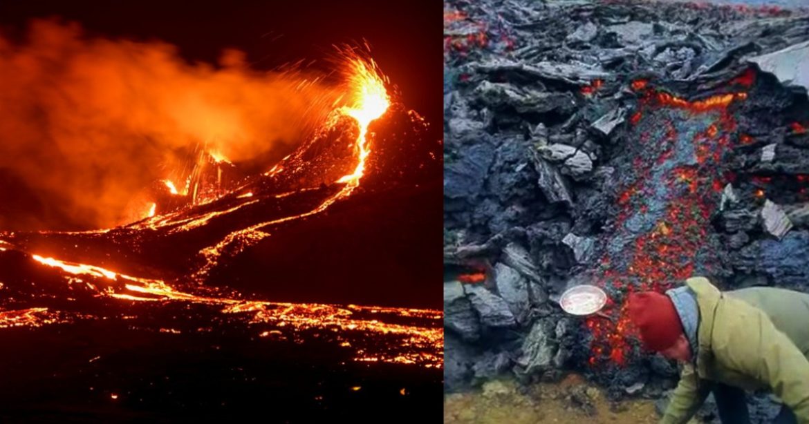 Iceland Man Cooks Bacon & Eggs On Volcano's Hot Molten Lava