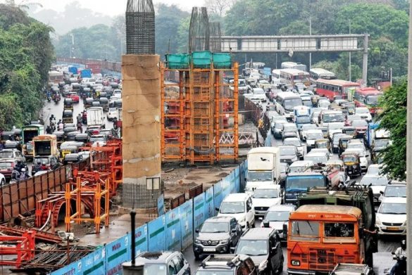 Heavy Traffic At Mumbai's JVLR Due To Concretisation Of Aarey Main Road ...
