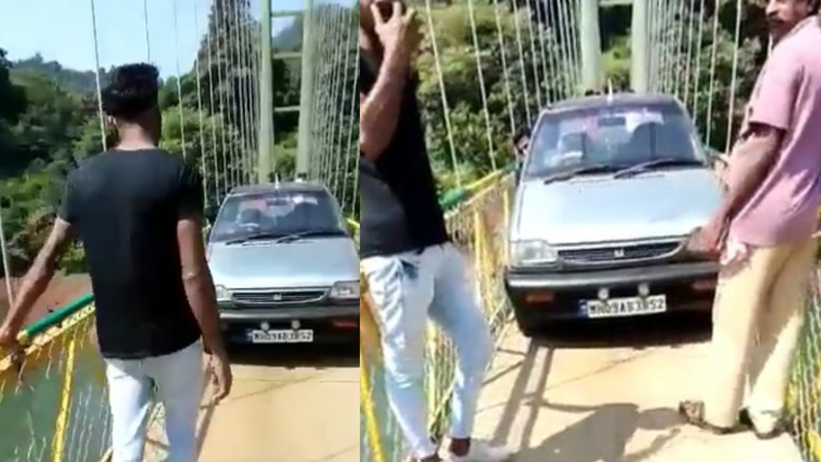 Despite Morbi Tragedy, People Drive Car Over Karnataka's Narrow Hanging ...