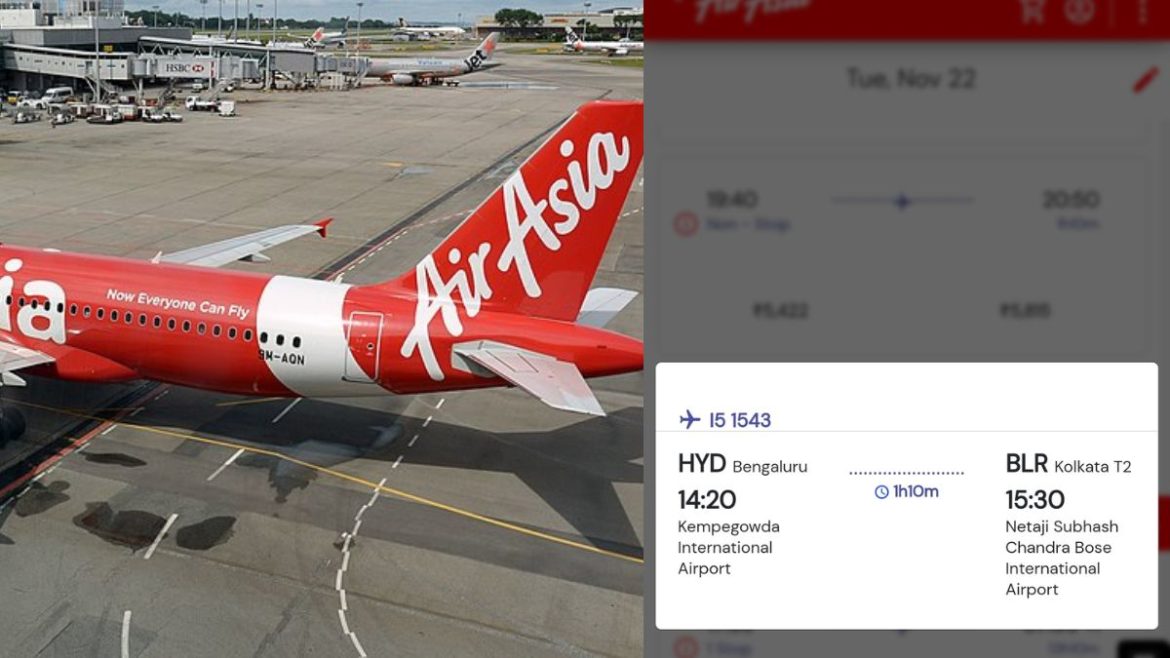Man Books HYD-CCU AirAsia Flight, Ticket Shows Bangalore-Bangalore ...