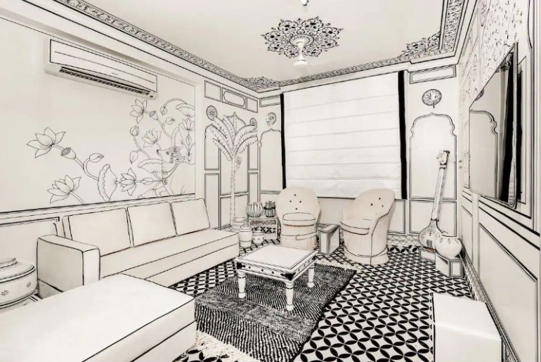 You Can Stay Inside A 2D Sketchbook At This 1-Bhk, Chic Property In Jaipur; Costs ₹7K/N