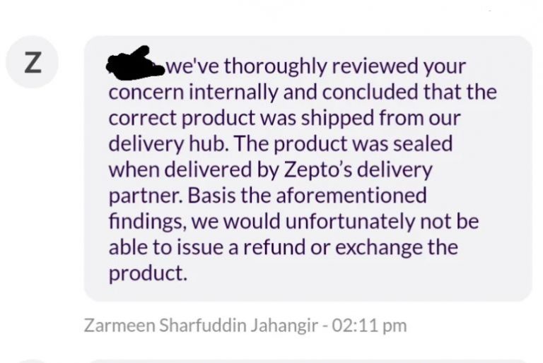 "They Promised Refund Now Refuse It," Zepto Customer Fails To Get ...