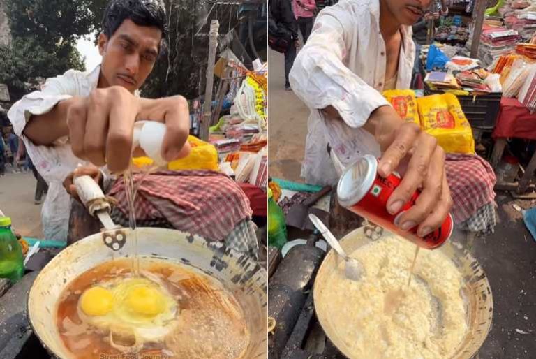 Kolkata Street Vendor Whips Up Scrambled Eggs With Coca-Cola; Internet, “The Breakfast Of ...